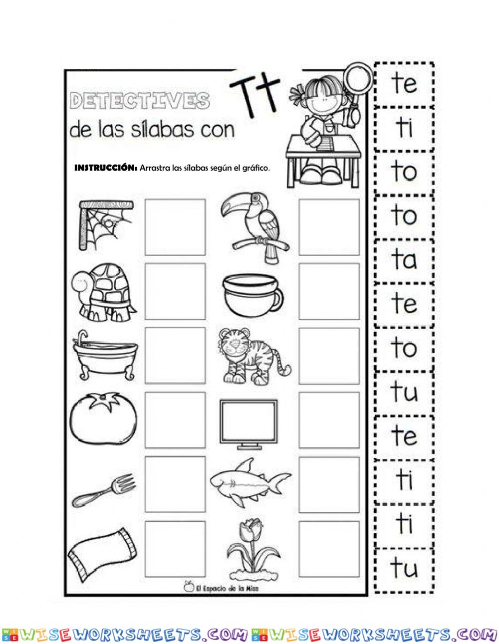 Sílabas ta,te,ti,to,tu Worksheet Online WiseWorksheets