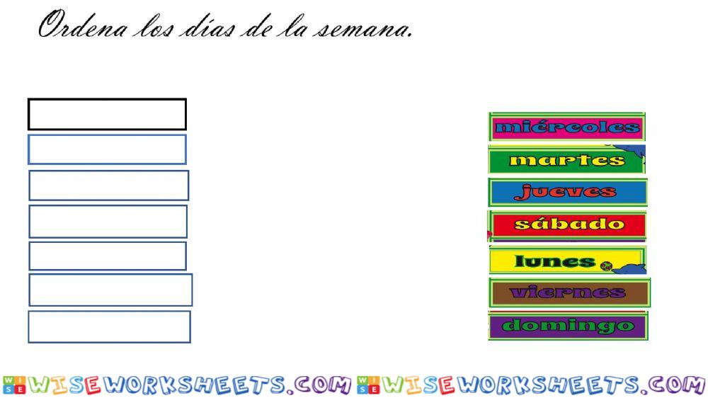 El calendario y los dìas de la semana. Worksheet Online WiseWorksheets